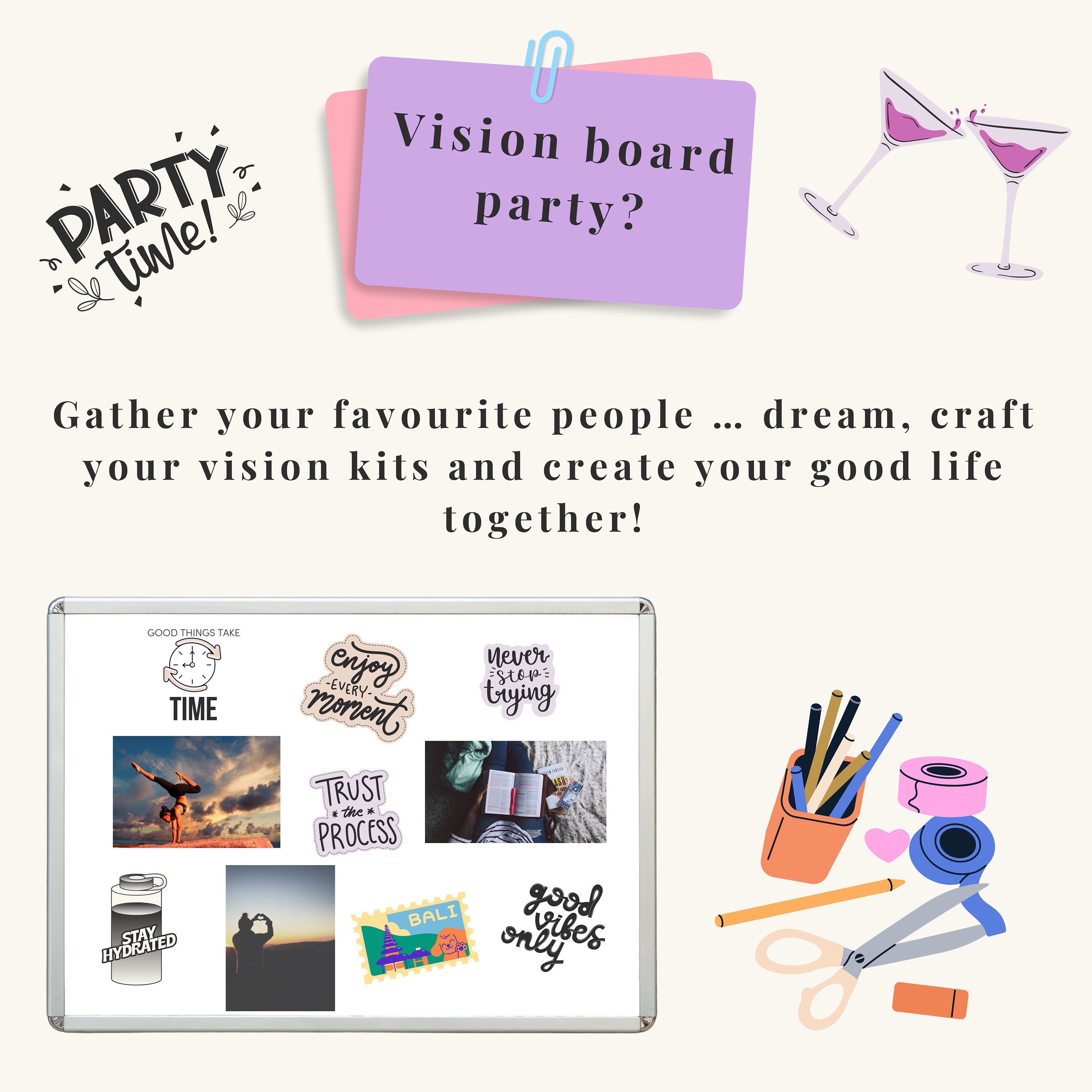 Printable Vision Board Kit With How to Guide and Over 1000 Unique ...