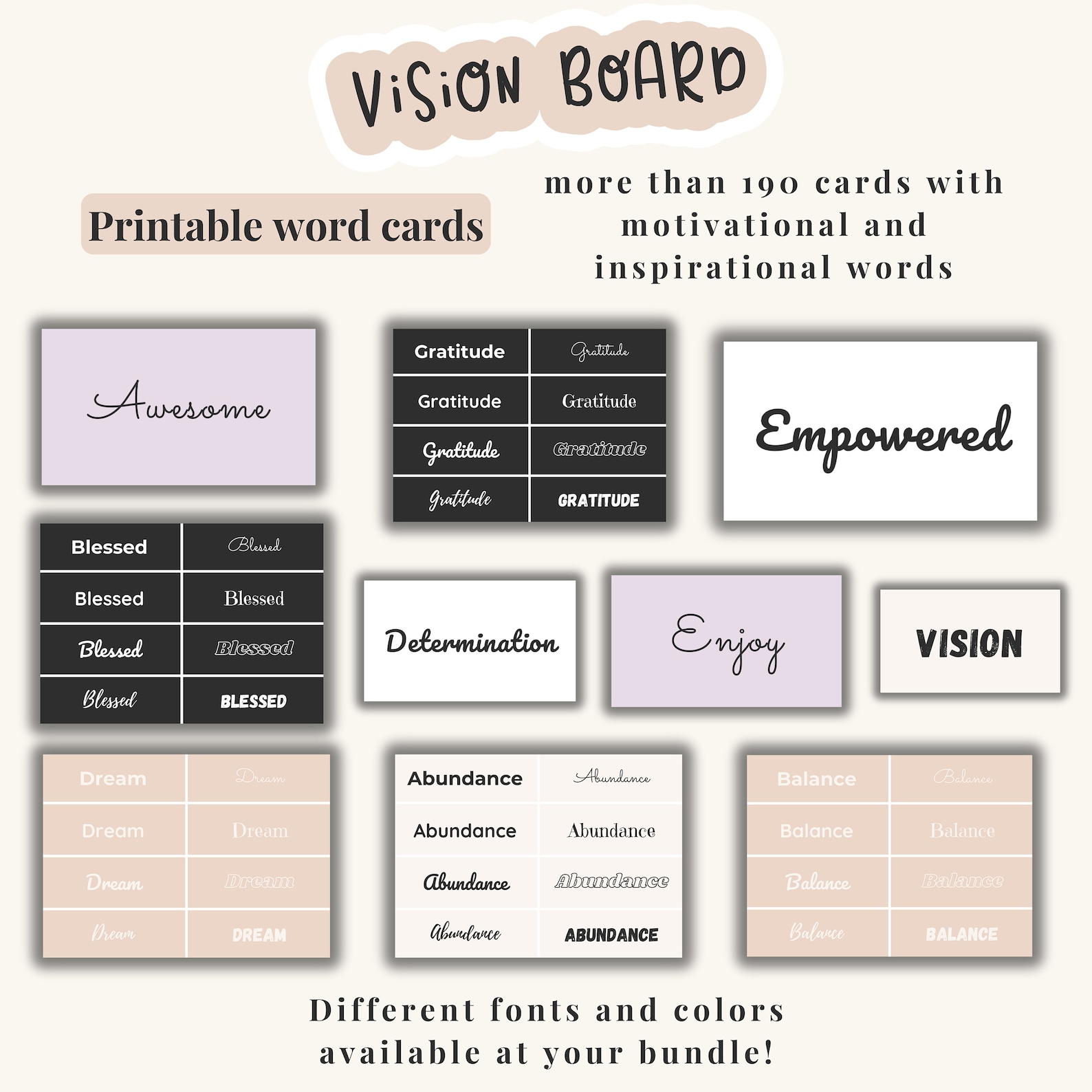 Printable Vision Board Kit: 1000+ Photos, Stickers, Affirmations ...