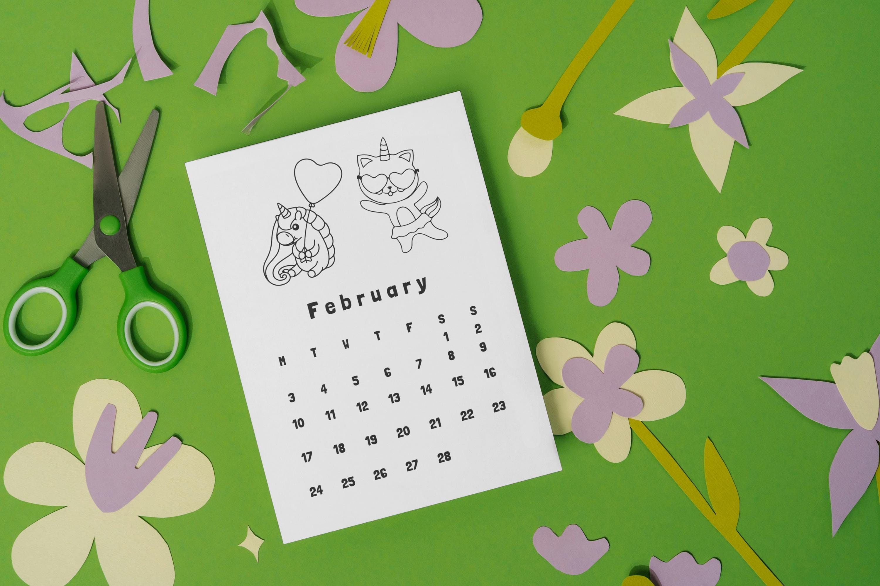 2025 Printable Kids Coloring Pages Calendar, 2025 Monthly Classroom or ...