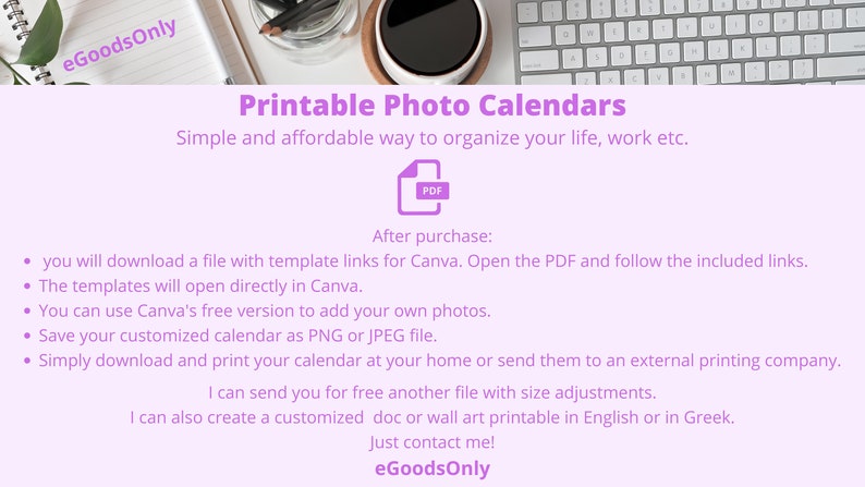 2024 Family Photo Calendar, Canva Template 100% Customizable, 202 ...