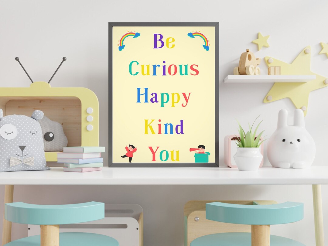 Affirmations Wall Art for Kids, Be Curious Kind Be You Print ...