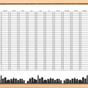 One Page Printable Perpetual Calendar With City Skyline, Birthday or ...