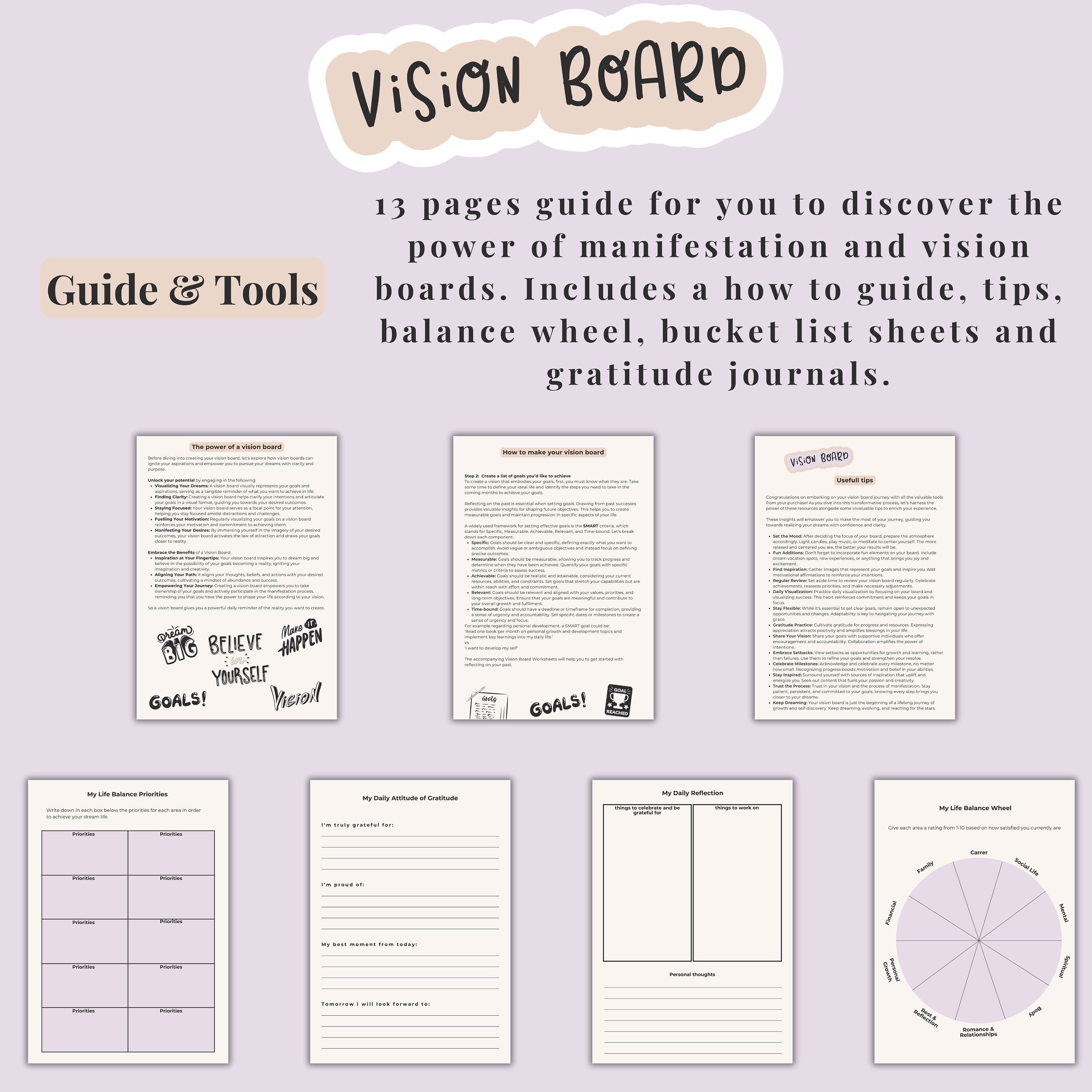 Printable Vision Board Kit With How to Guide and Over 1000 Unique ...