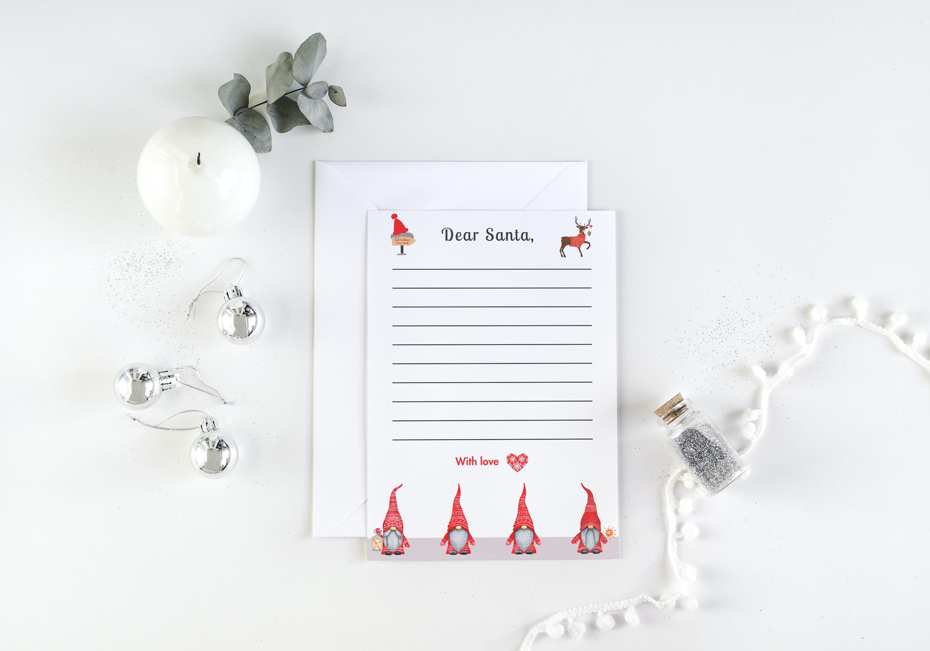 Christmas Gnomes Letter to Santa, Christmas Printable Wish Shopping ...