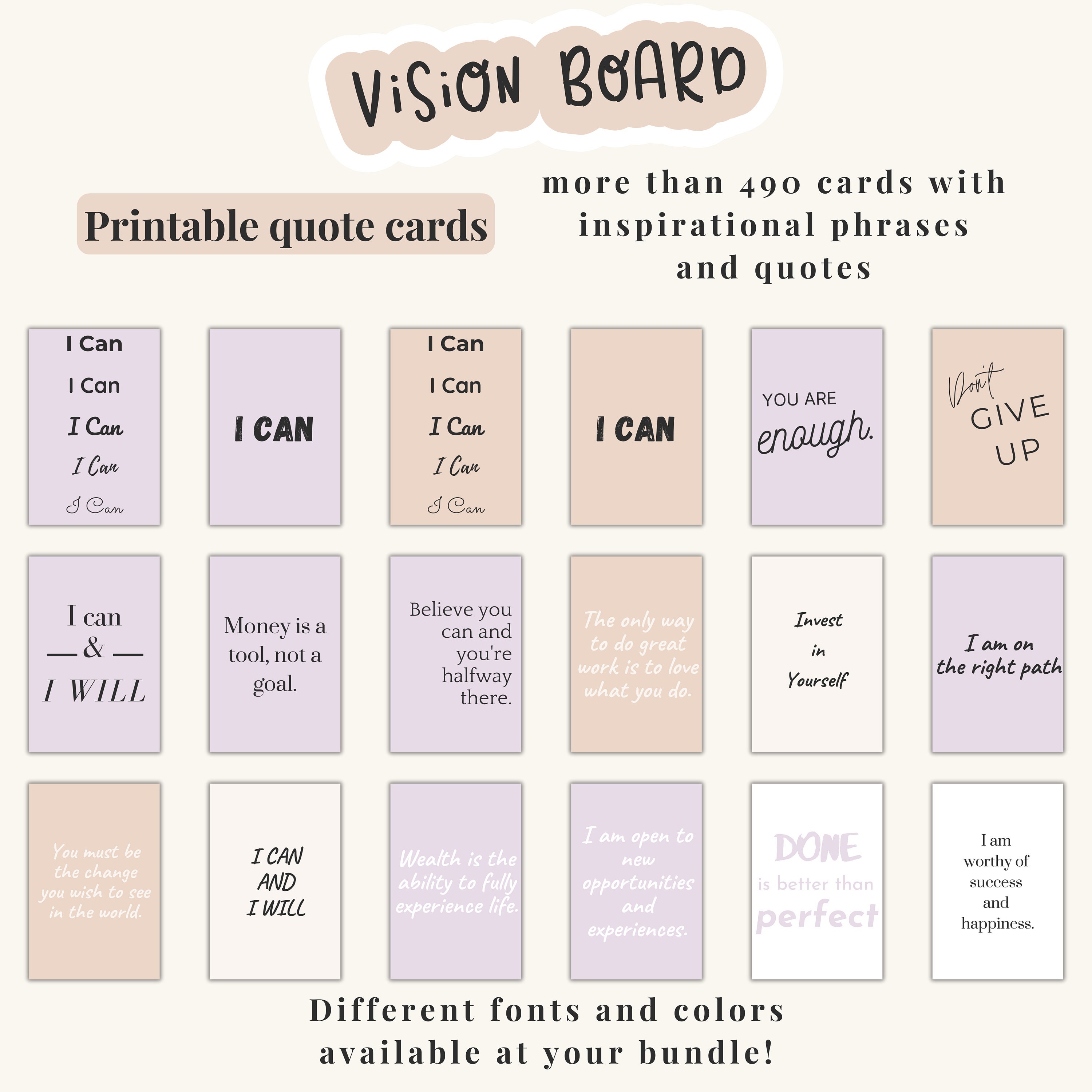 Printable Vision Board Kit With How to Guide and Over 1000 Unique ...