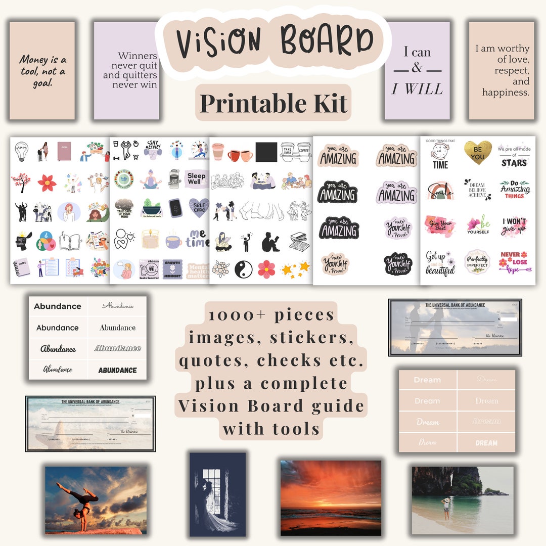Printable Vision Board Kit With How to Guide and Over 1000 Unique ...