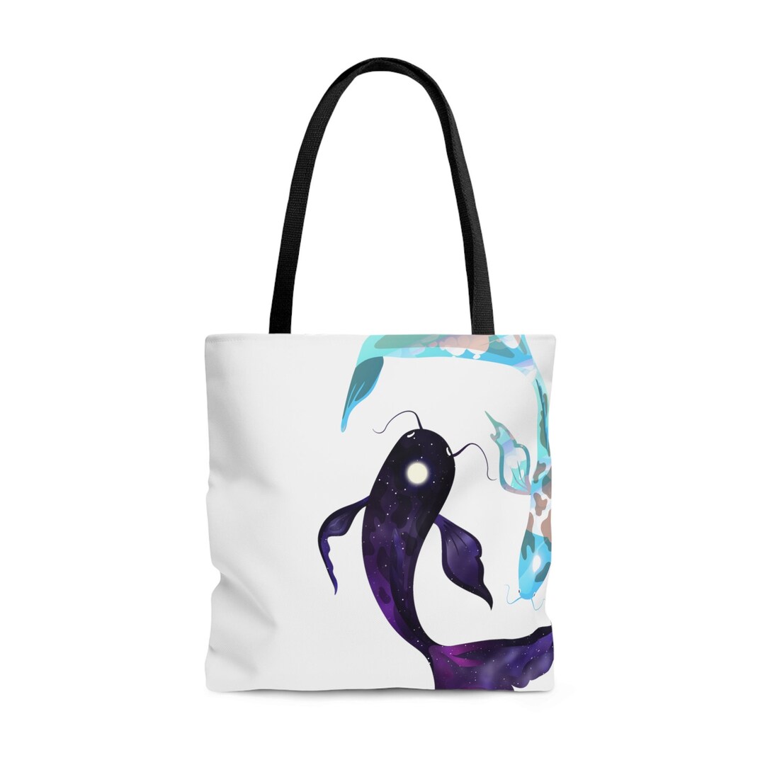 Koi Fish AOP Tote Bag, White Bag, Japanese Art, Japanese Culture, Day ...