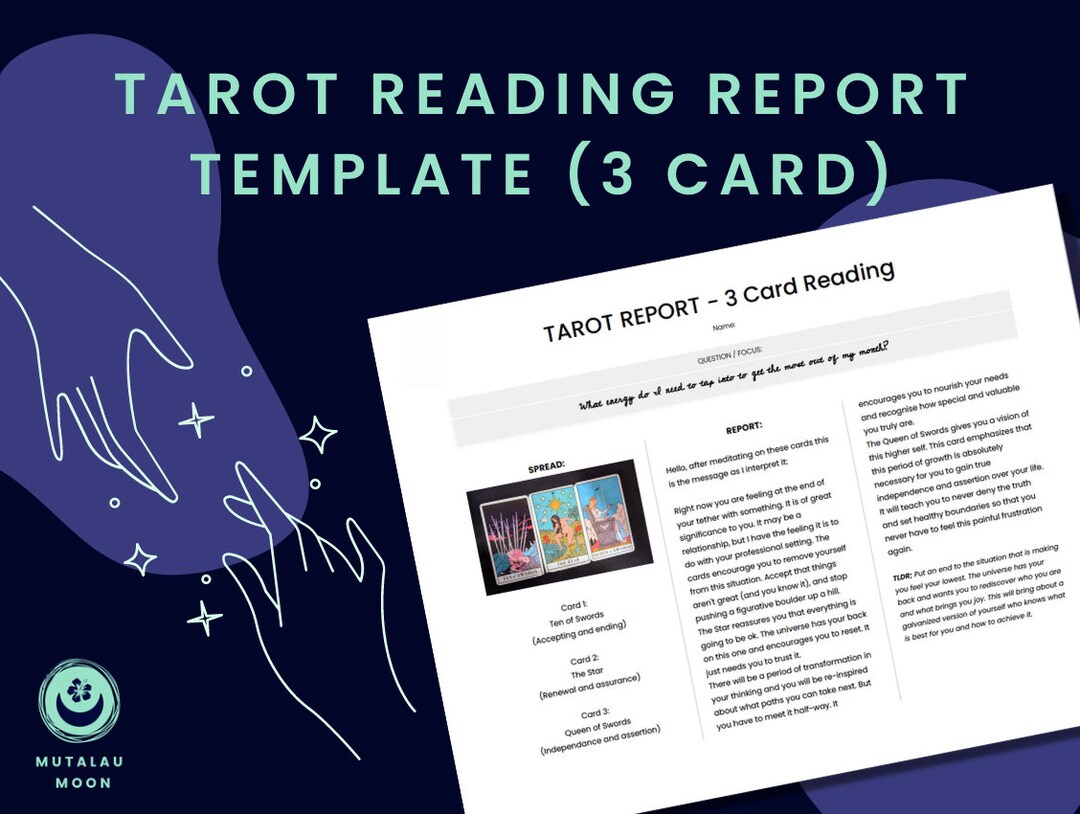 Digital Editable Tarot Reading Report Template (3 CARD) - Etsy