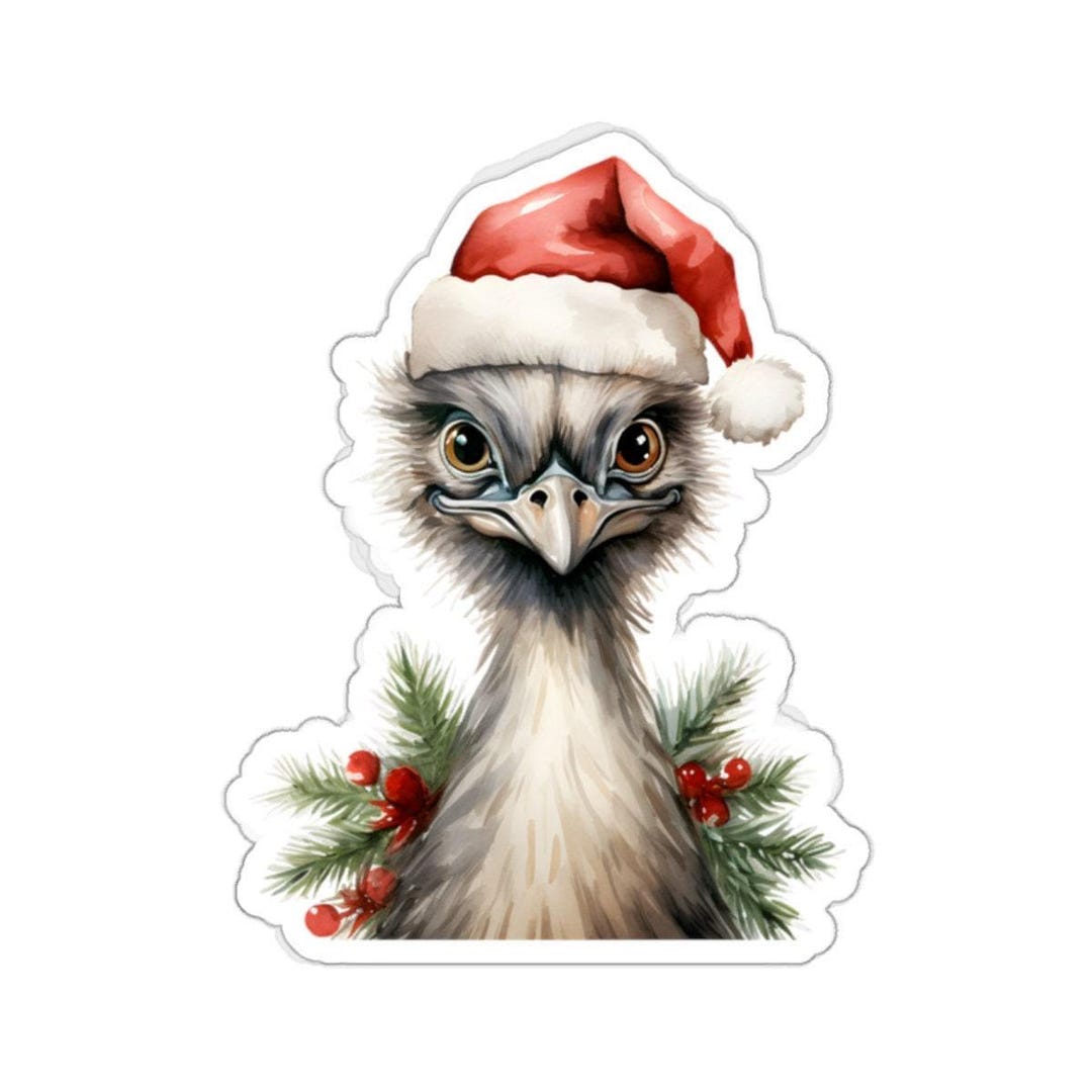 Christmas Emu Sticker, Watercolor Stickers, Cute Stickers, Gift for ...