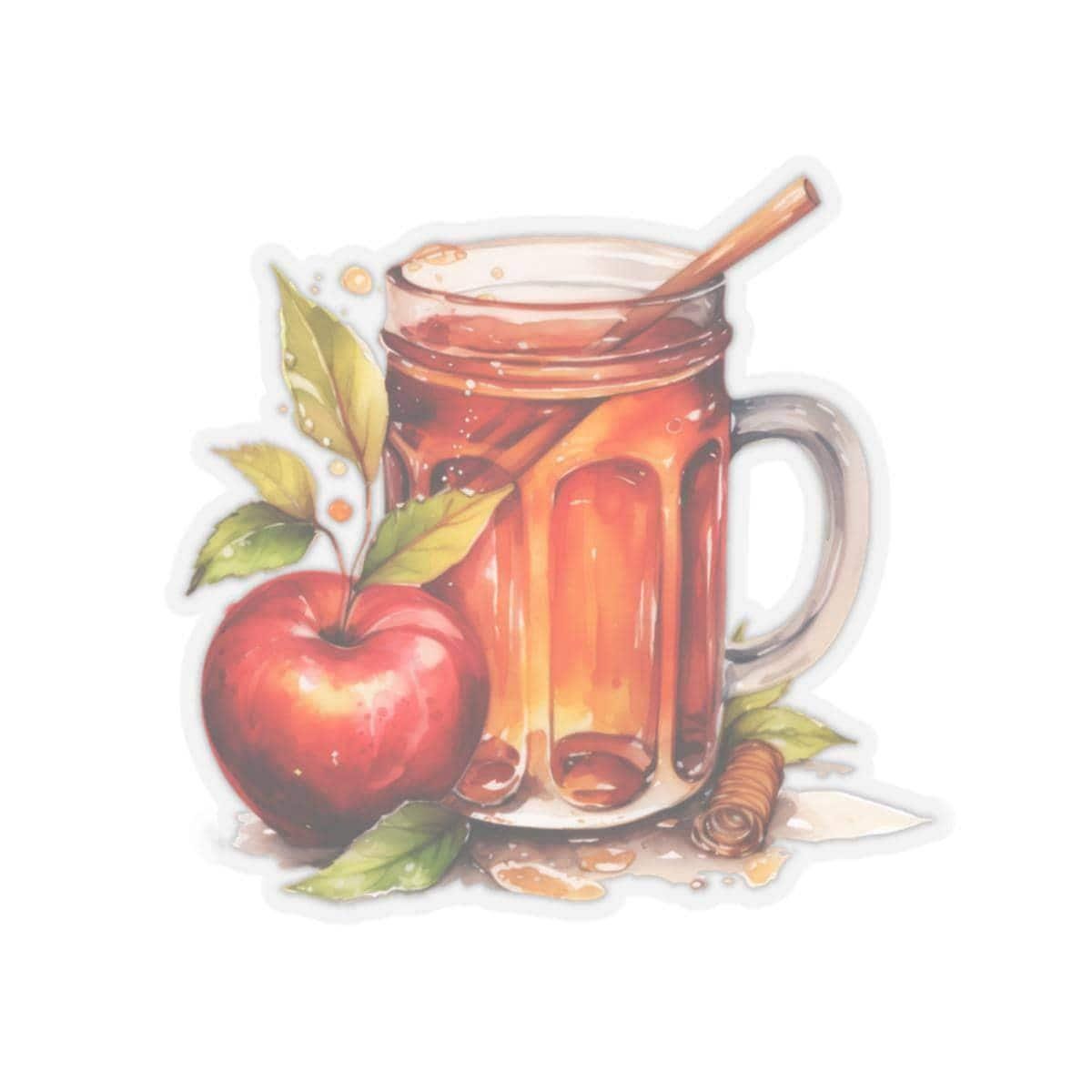 Apple Cider Mug Sticker, Cute Fall Sticker, Watercolor Autumn Drink ...