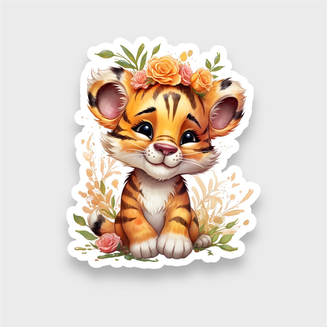 Cute Baby Tiger Sticker Kawaii Vinyl Decal for Laptop Water Bottle ...