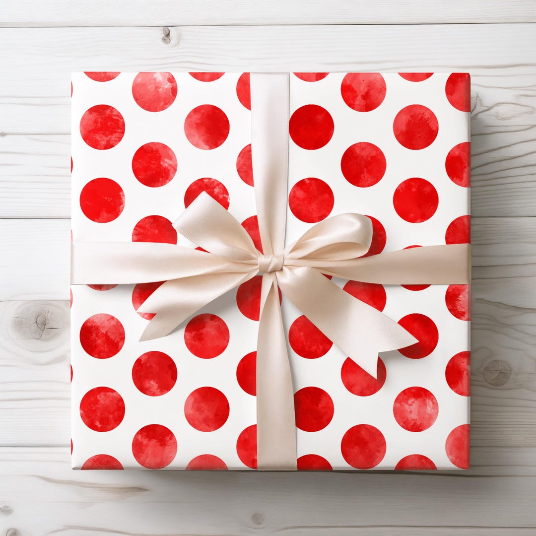 Red Polka Dot Wrapping Paper, Christmas Gift Wrap, Premium Thick Paper ...