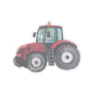 Red Tractor Sticker, Watercolor Style, Farm Vehicle Decal, Gift for ...