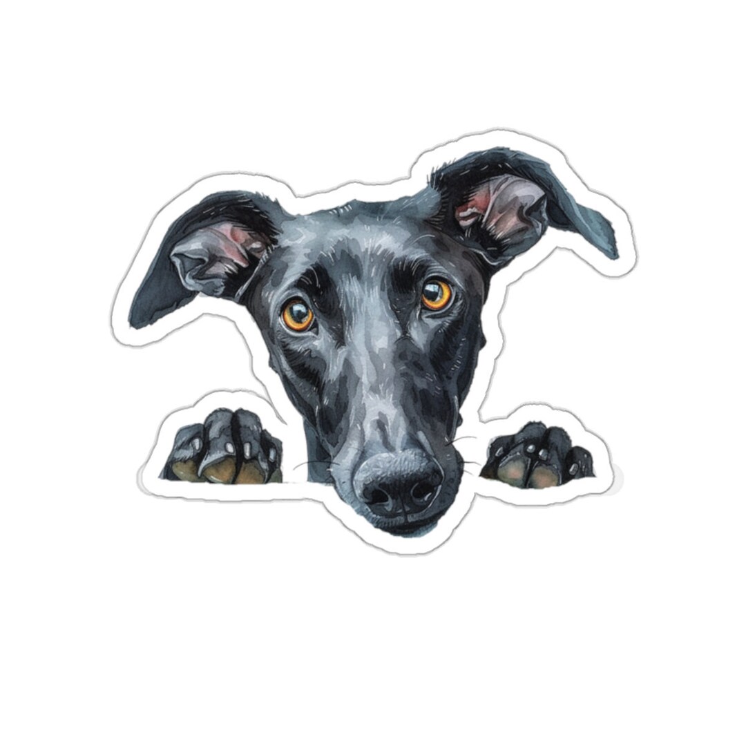 Greyhound Dog Sticker, Peeking Dog Waterproof Vinyl Sticker for Laptop ...