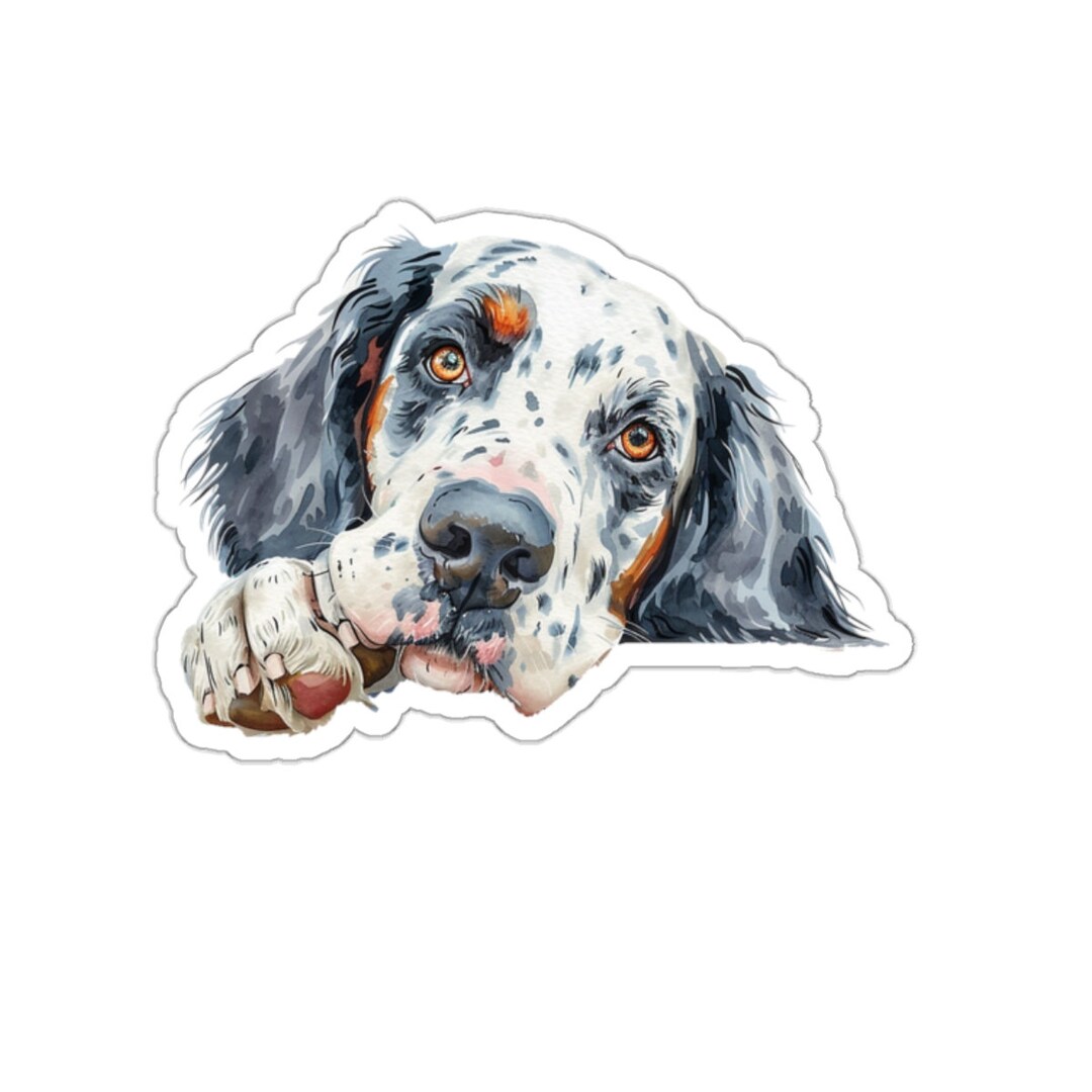 English Setter Sticker, Peeking Dog Waterproof Vinyl Sticker for Laptop ...