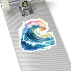 Rainbow Ocean Wave Sticker, Summer Beach Waterproof Vinyl Sticker for ...