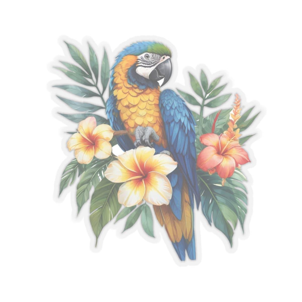 Colorful Tropical Parrot Sticker, Watercolor Ara Bird Waterproof Vinyl ...