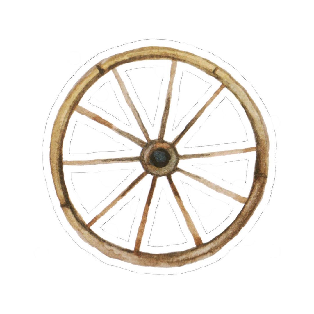 Wagon Wheel Sticker, Watercolor Art Decal, Old West Stickers, Country ...