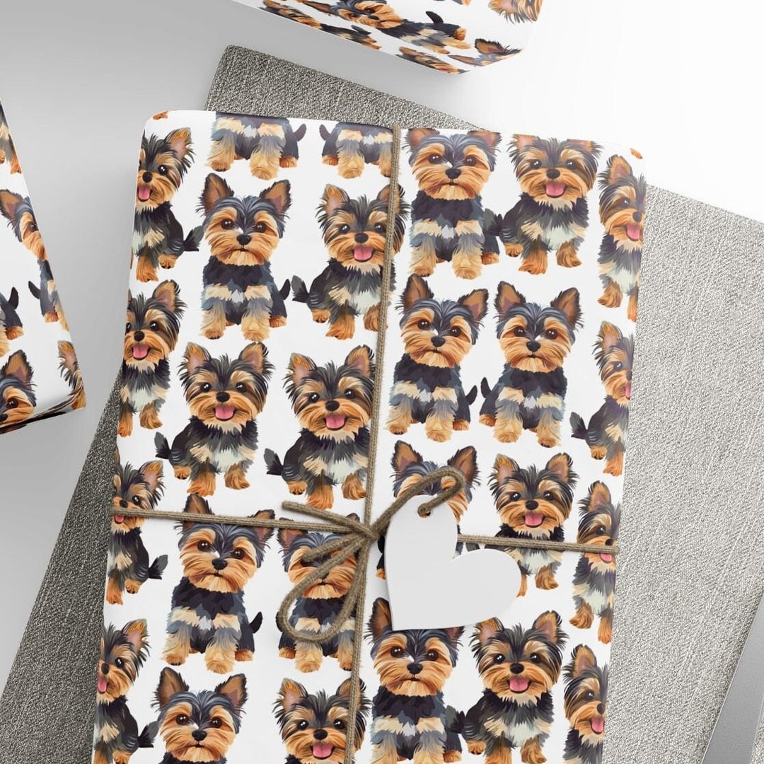 Cute Yorkie Dog Print Wrapping Paper for Gifts, Ideal Birthday ...
