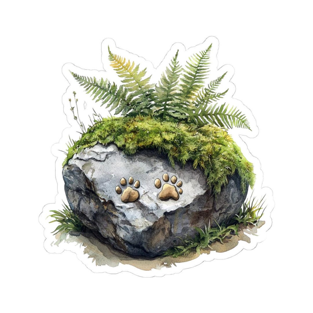 Paw Prints on Rock Sticker, Nature Lover Gift, Cute Animal Lover Decal ...