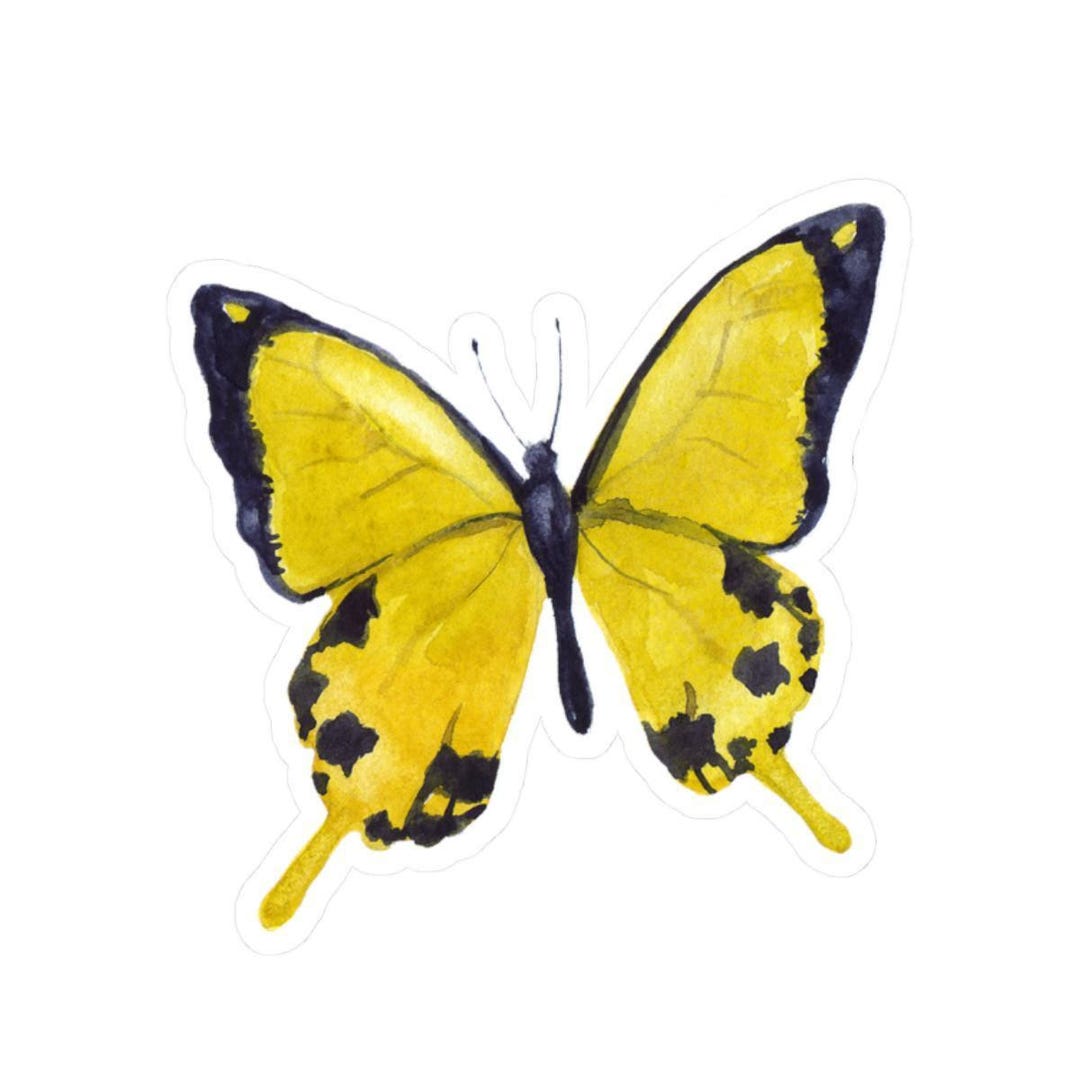 Yellow Butterfly Stickers, Watercolor Art Decal, Gift for Nature Lovers ...