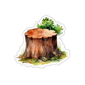 Tree Stump Watercolor Sticker, Nature Inspired Sticker, Cute Tree Stump ...