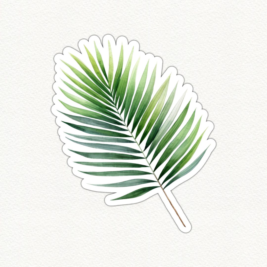 Tropical Palm Leaf Sticker, Green Nature Decal, Laptop Sticker, Water ...
