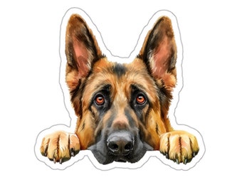 German Shepherd Peeking Dog Sticker, Waterproof Vinyl Decal - Etsy