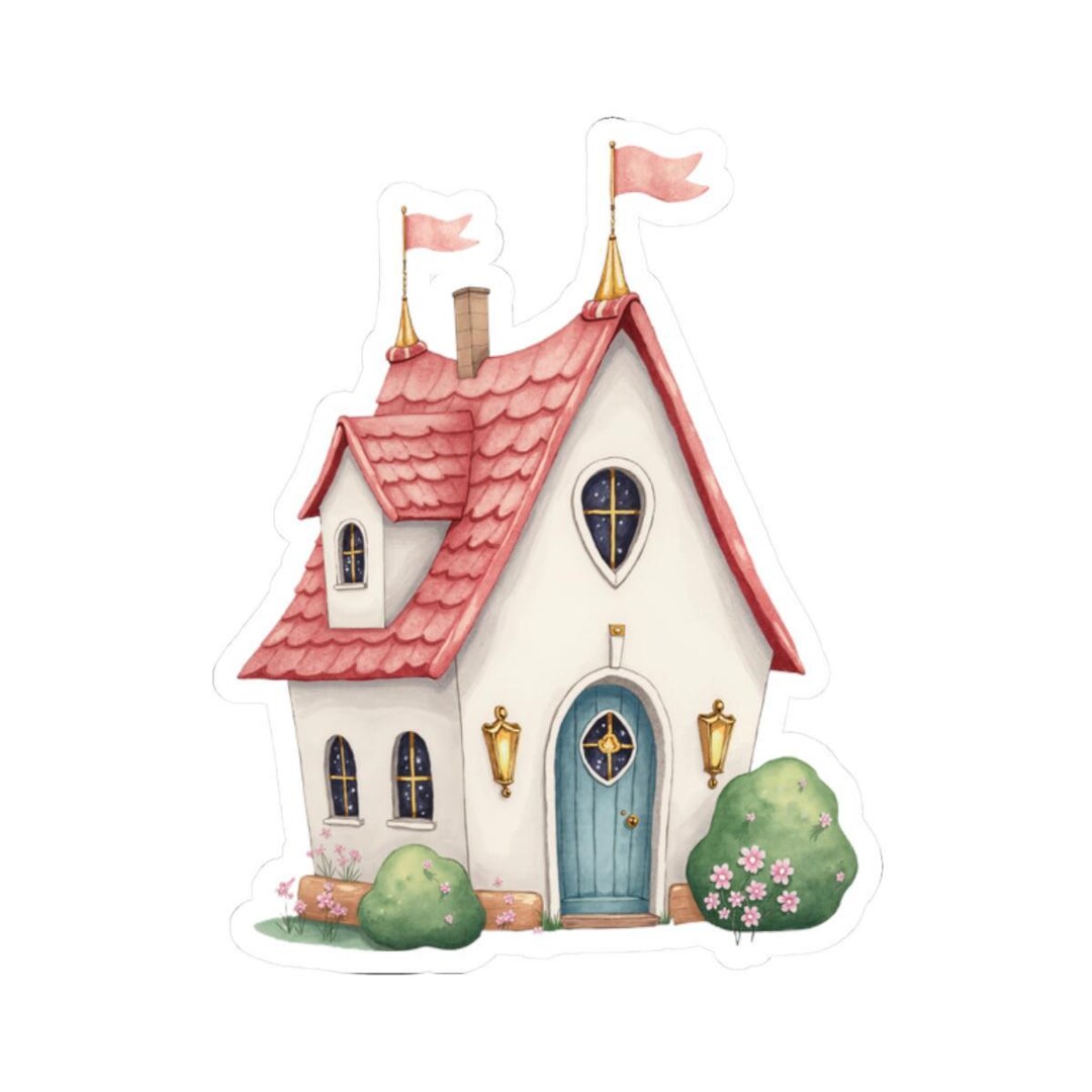 Cute Cottage Stickers, Watercolor House Decal, Magical Home Stickers ...