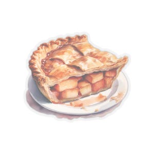 Apple Pie Sticker, Watercolor Pie Decal, Realistic Art, Food Sticker ...