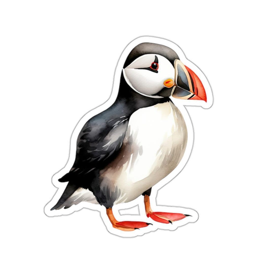 Cute Puffin Sticker, Puffin Decal, Watercolor Puffin, Bird Decor, Cute ...