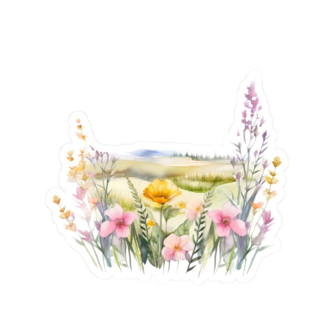 Watercolor Wildflower Sticker, Floral Field Stickers, Countryside Decal ...
