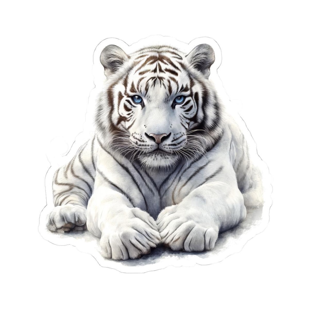 White Tiger Sticker, Cute Animal Decal, Trendy Stickers, Gift for Tiger ...