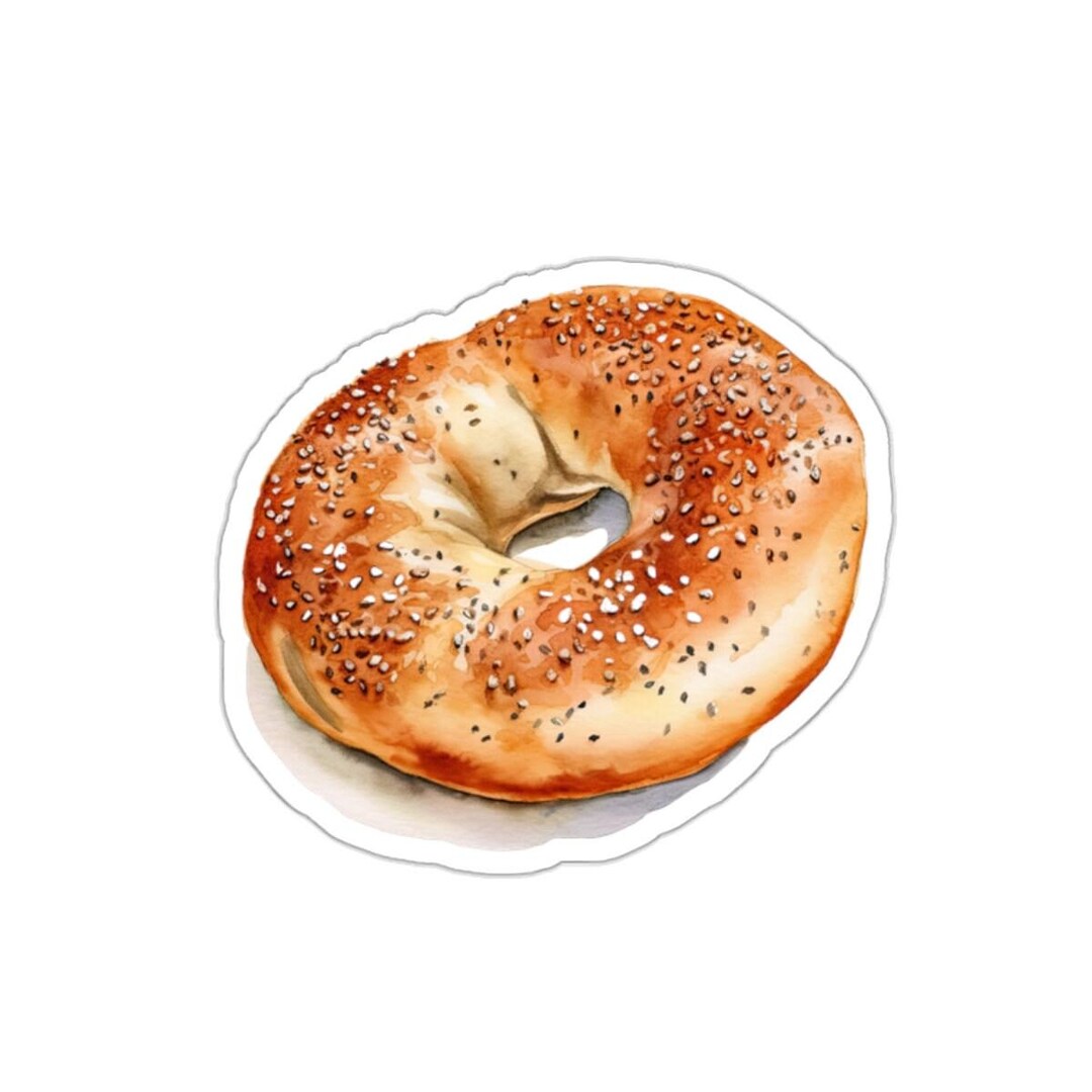 Cute Bagel Sticker, Bakery Vinyl Decal, Food Lover Gift, Lively Laptop ...