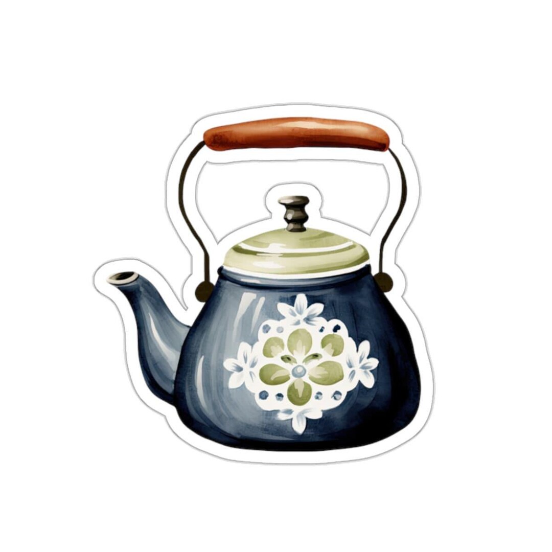Vintage Teapot Sticker, Cozy Kitchen Decal, Cute Vinyl Stickers, Laptop ...