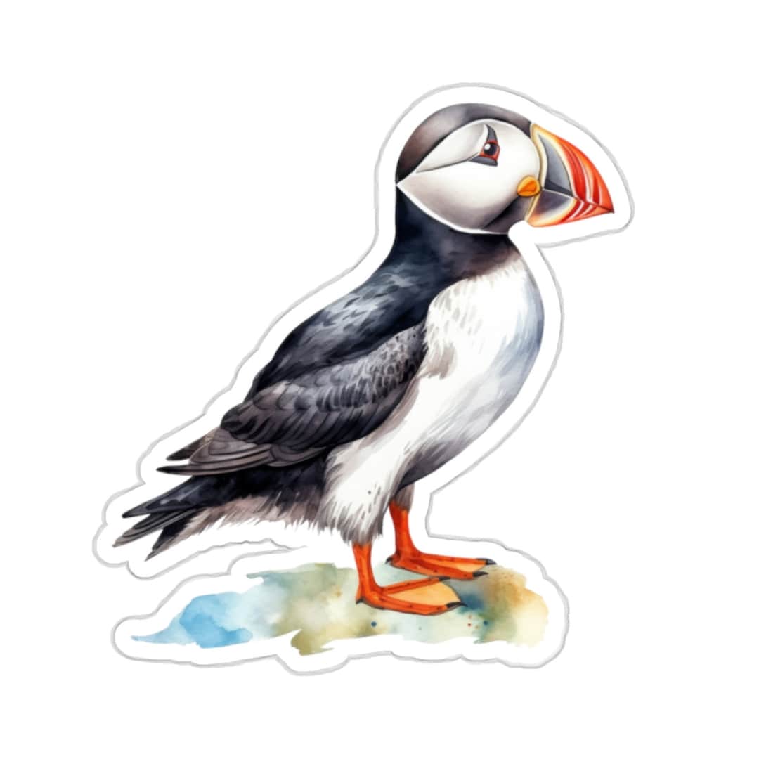 Watercolor Puffin Sticker, Waterproof Vinyl Sticker for Laptop Water ...