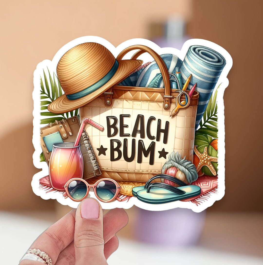 Beach Bum Sticker, Tropical Beach Bag Vinyl Decal - Etsy