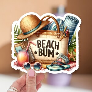 Beach Bum Sticker, Tropical Beach Bag Vinyl Decal - Etsy