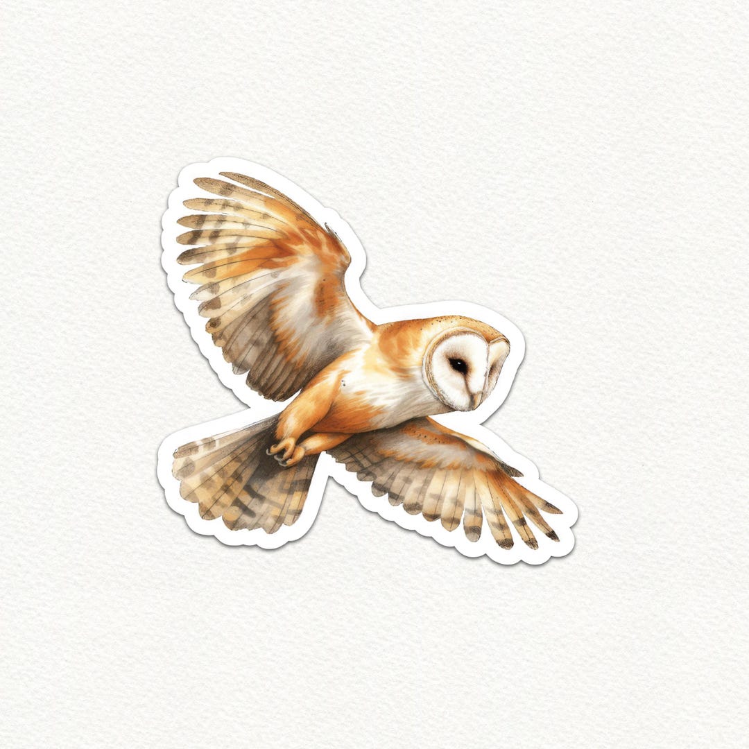 Barn Owl Vinyl Sticker, Flying Bird Decal, Waterproof Laptop Sticker ...