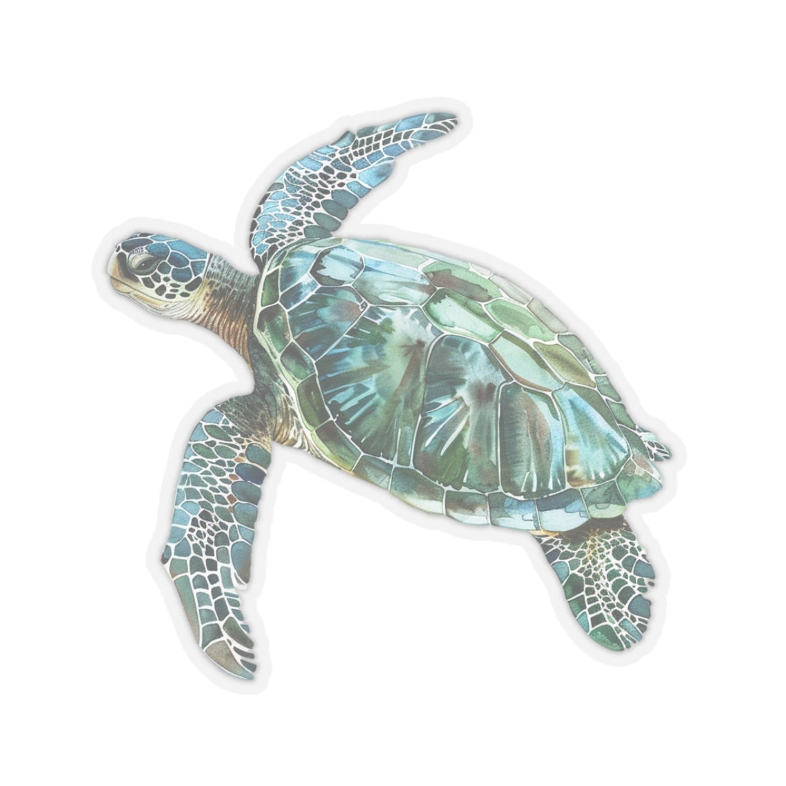 Watercolor Sea Turtle Sticker, Ocean Animal Vinyl Decal - Etsy