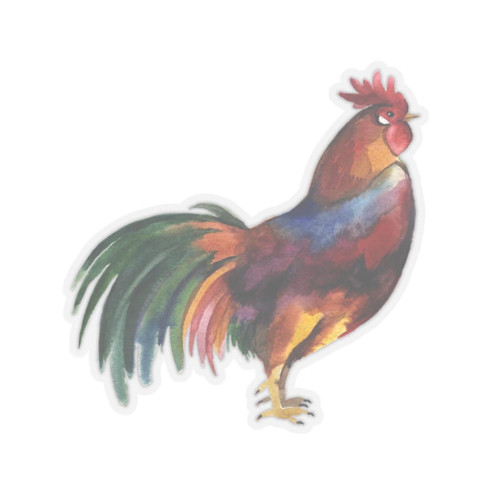 Colorful Rooster Sticker, Waterproof Vinyl Sticker, Cute Chicken Art ...