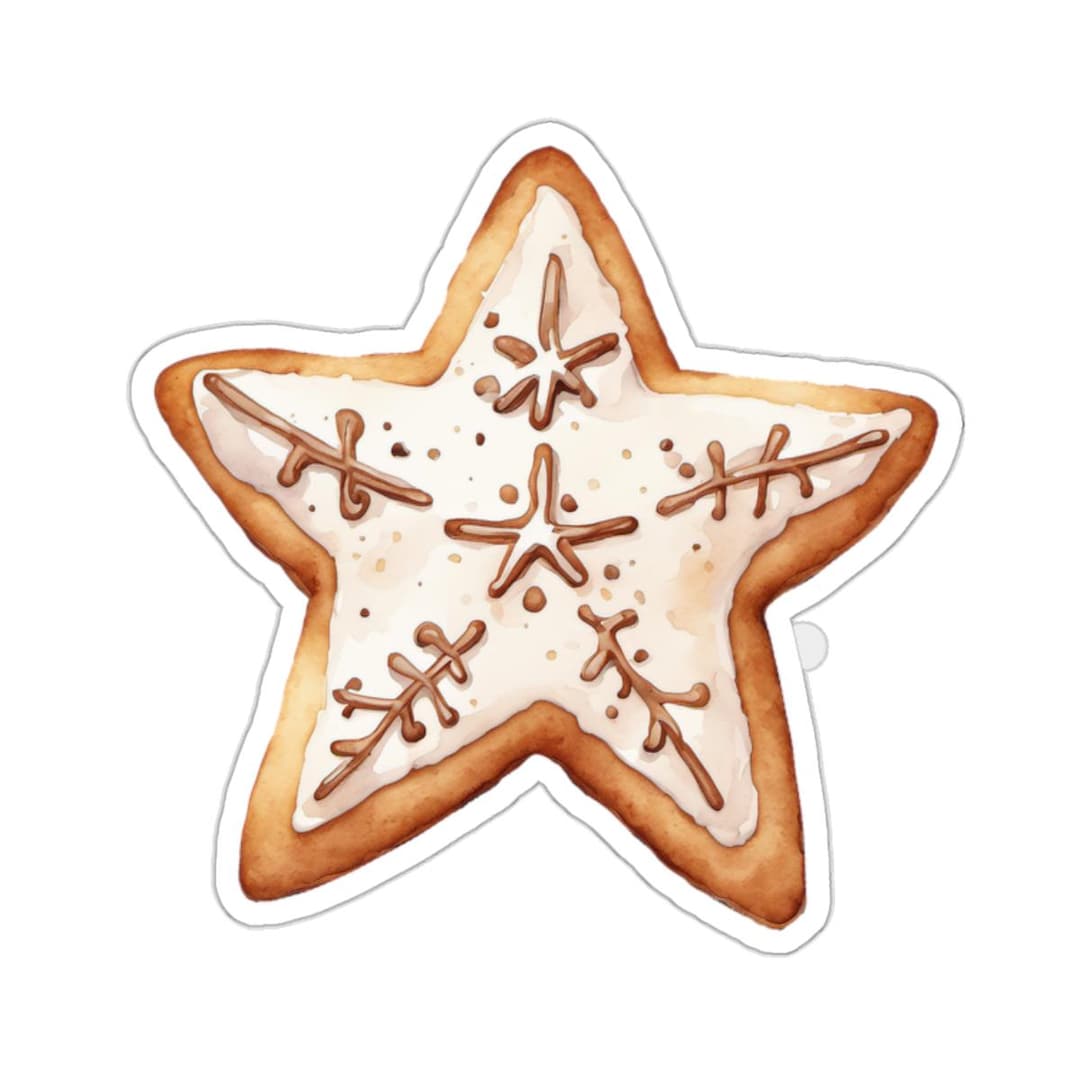 Cute Cookie Star Vinyl Sticker, Watercolor Glossy Sticker, Waterproof ...