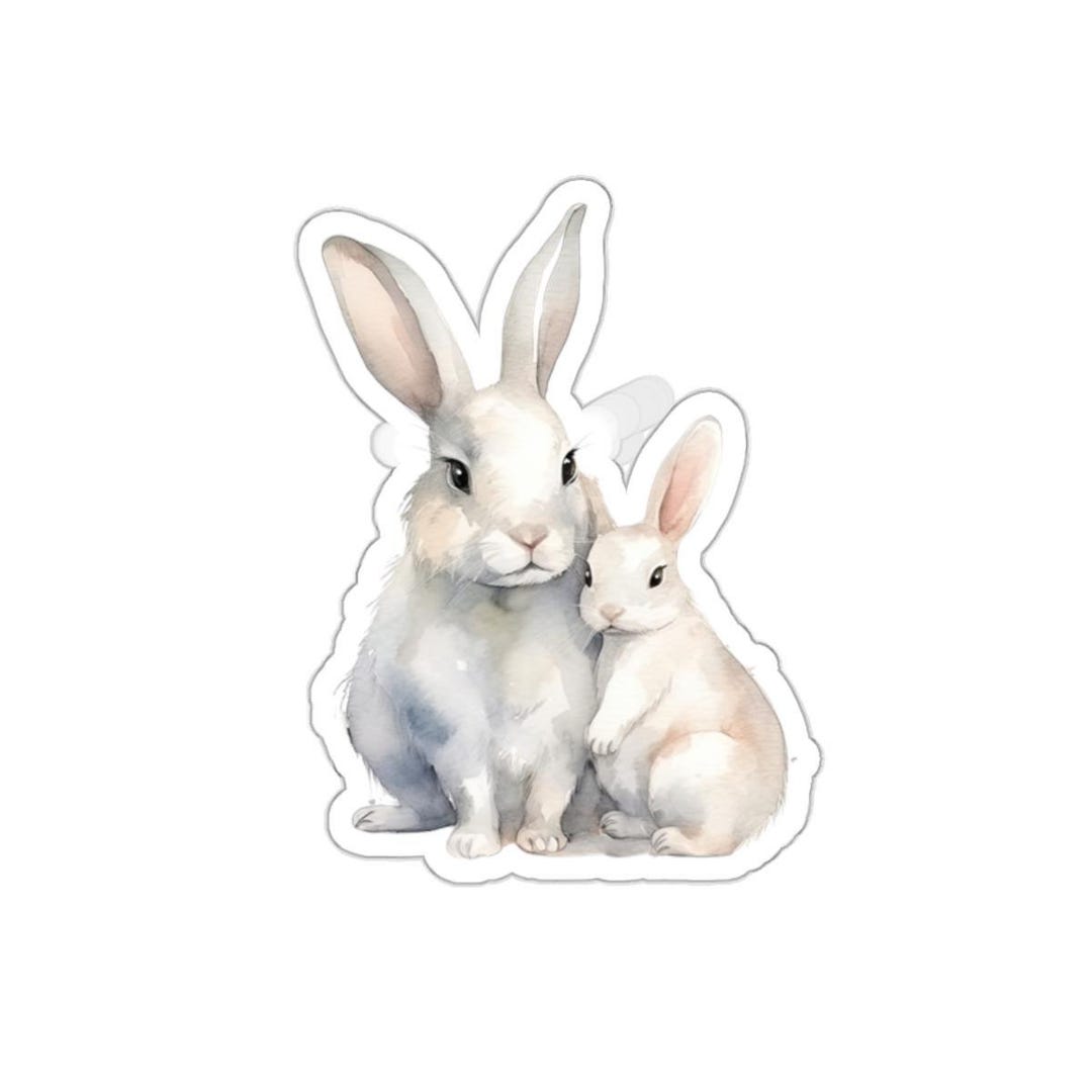 Cute Bunny Vinyl Sticker, Rabbit and Baby Decal, Waterproof Laptop ...