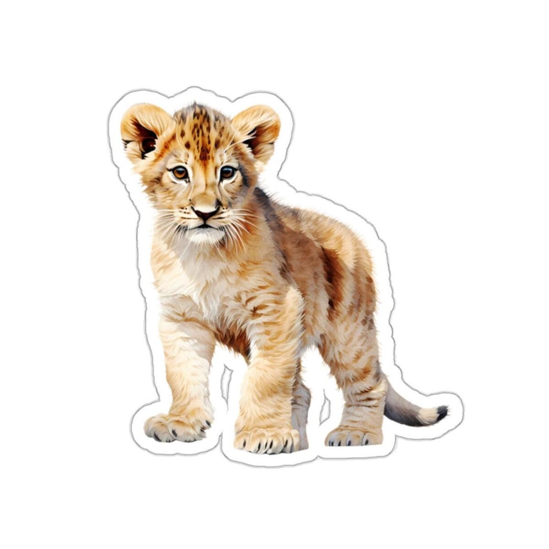 Cute Lion Cub Sticker, Waterproof Vinyl Decal, Glossy Animal Sticker ...
