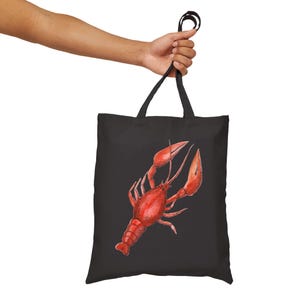 Watercolor Crawfish Tote Bag, Cotton Canvas Beach Bag, Seafood Lover ...