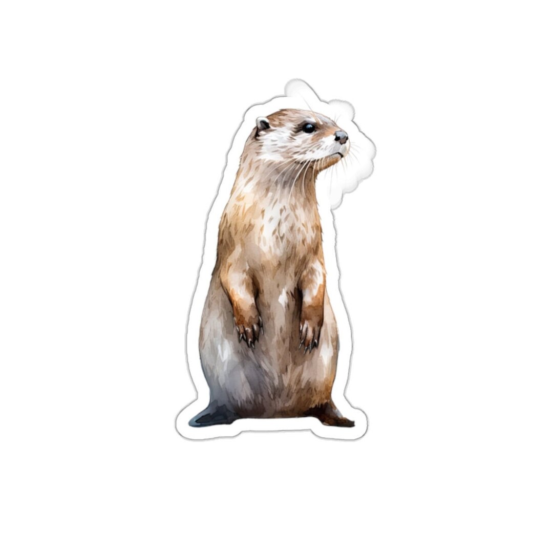 Cute Otter Sticker, Watercolor Vinyl Decal, Glossy Animal Art ...
