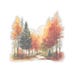 Autumn Forest Vinyl Sticker, Nature Watercolor Sticker, Laptop Water ...