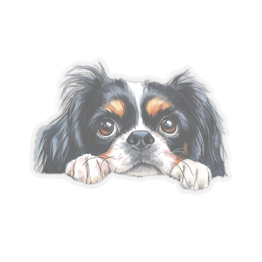 Japanese Chin Sticker, Peeking Dog Waterproof Vinyl Sticker for Laptop ...