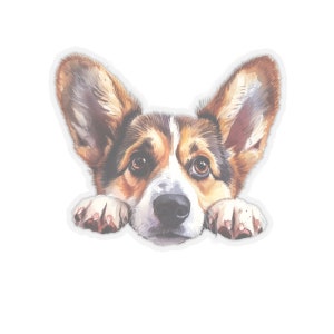 Cardigan Welsh Corgi Sticker, Peeking Dog Waterproof Vinyl Sticker for ...