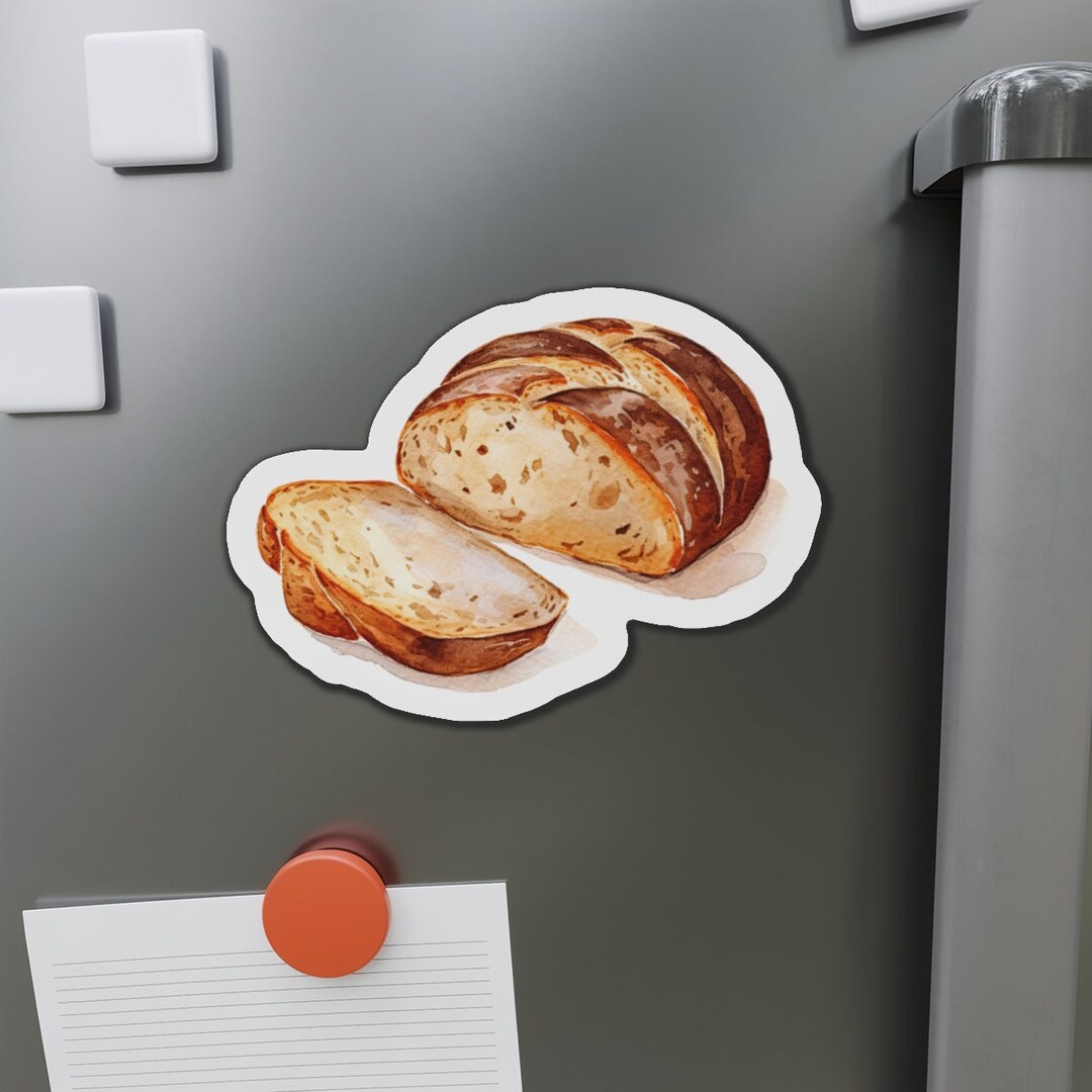 Watercolor Bread Loaf Magnet, Kitchen Decor, Fridge Magnets, Foodie ...